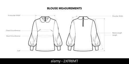 Set of Shirt Top Measurement, Length, Width, Circumference styles ...