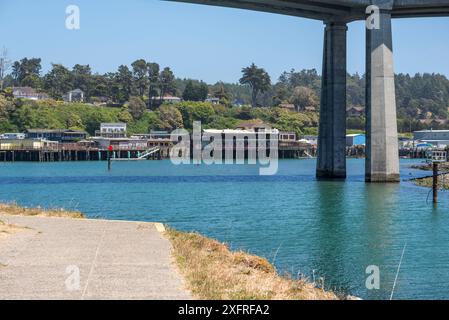 View of and around Noyo Harbor. Fort Bragg, California, USA Stock Photo ...