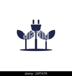 bioenergy icon, plants and electric plug vector Stock Vector Image ...