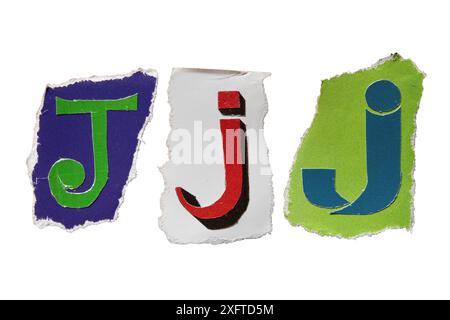 H alphabet torn from a magazine paper on white background with clipping ...