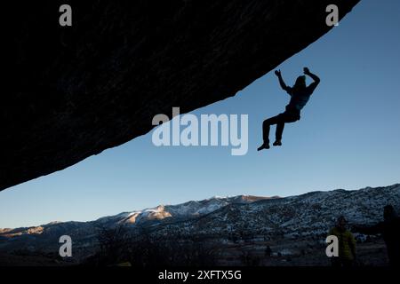 Climber falling off boulder,Â Buttermilks, California, USA Stock Photo ...
