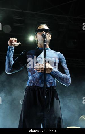Termoli, Italy. 03rd July, 2024. Italian singer Mahmood performs in ...