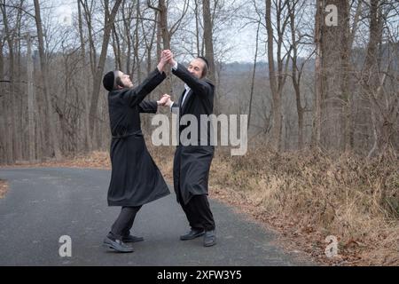 Joyful Hasidic students sing niggunim (religious melodies) and dance ...
