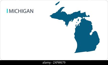 Michigan Logo. Map of Michigan with state name and flag. Authentic ...