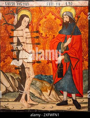 Tortura altarpiece, San Sebastian with arrows and St. James the Apostle ...
