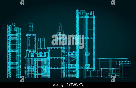 Technical drawings of a refinery plant Stock Vector Image & Art - Alamy