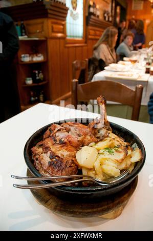 Roast lamb Typical gastronomy of Segovia Castilla Leon Spain Stock ...