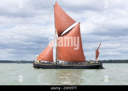 Thames sailing barge Pudge on the River Orwell Suffolk England Stock ...