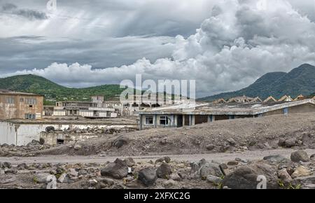 Montserrat, Exclusion Zone V, old capital town Plymouth destroyed by volcano. Volcano is still ...