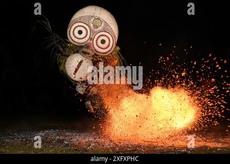 Traditional Baining Fire Dance. Performed by men from the Baining tribe ...