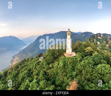 Aerial view of the Faro Voltiano (Volta Lighthouse) of Brunate ...