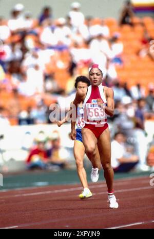 Florence Griffith Joyner (USA) at the 1988 Olympic Summer games, 100m ...
