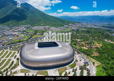 Aerial view of BBVA stadium, home of the Monterrey Soccer Club ...