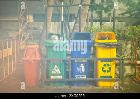 Color-segregated bins for proper waste separation Stock Photo - Alamy