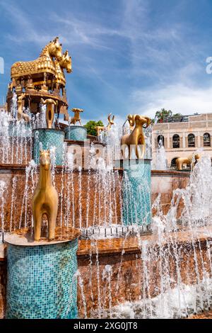 Colchis or Kolkha Fountain with thirty animal statues depicting the ...
