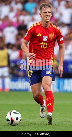 Spain's Dani Olmo in action during the UEFA Euro 2024 final match at ...