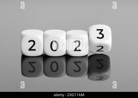Flipping of cube block for change 2022 to 2023. New year is coming ...