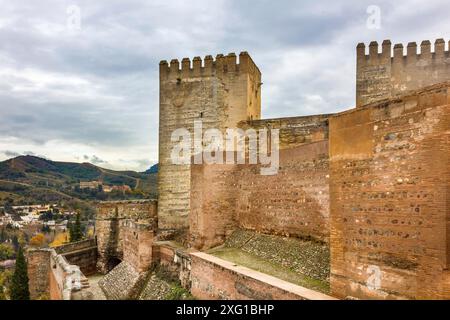 The Alcazaba fortress in famous Alhambra palace in Spain Stock Photo ...