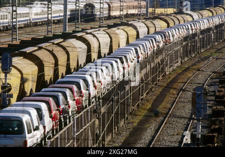 Freight trains at station. Irun. Spain Stock Photo - Alamy