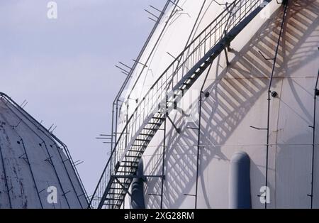 Butane gas tanks, distribution plant. El Musel, port of Gijón. Spain ...