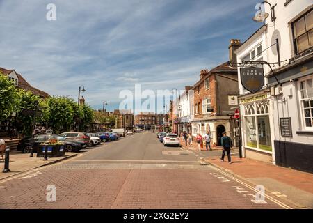 East Grinstead, June 29th 2024: Medieval buildings in the High Street ...