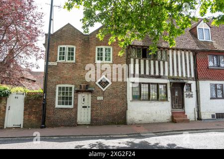 East Grinstead, June 29th 2024: Medieval buildings in the High Street ...