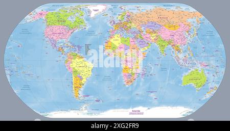 Italian language political world map Wagner VII projection Stock Vector ...