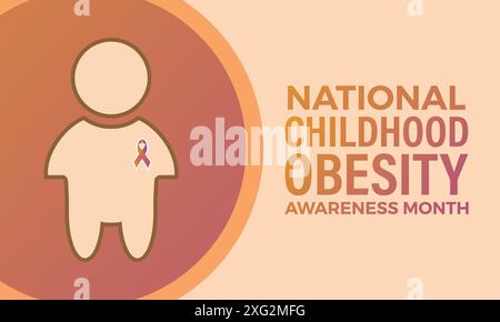 National Childhood Obesity Awareness month. Greeting card, poster ...