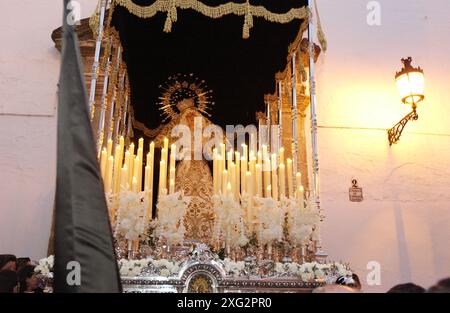Virgen María Santísima de la Soledad procession during Holy Week. Osuna ...