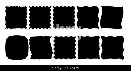 Wavy border frame. Rectangle scallop edge box. Square vector shapes ...