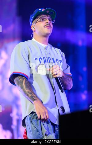 Emanuele Palumbo, aka Geolier, performs in Unipol Forum, Milan during GEOLIER LIVE 2025, Music ...