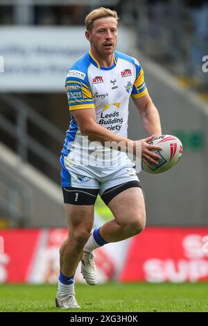 Lachlan Miller of Leeds Rhinos in the pre-game warm up during the Betfred Super League round 23 ...