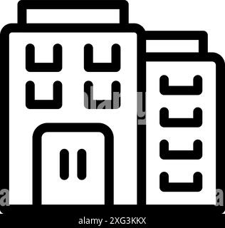 Simple icon depicting the facade of a building in the spanish colonial ...