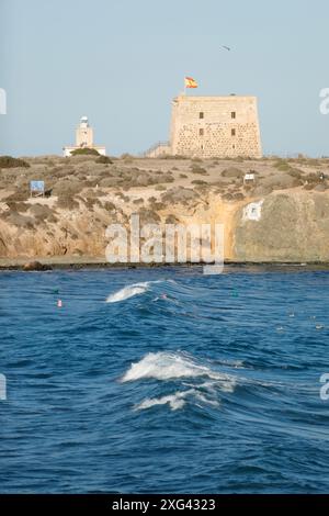 The historic Tabarca Island Lighthouse in Alicante, Spain Stock Photo ...