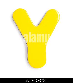 Yellow magnetic letter F isolated on white, top view. Alphabet Stock ...