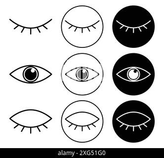 Eye Icon Set – Open, Closed, Hidden Views. See and unsee symbol. Show ...