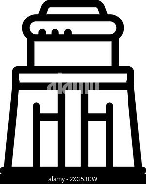 Simple outline icon representing a hydroelectric power station ...