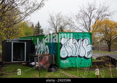 Graffiti on a shipping container at Rapids Park in LaSalle, Montreal ...