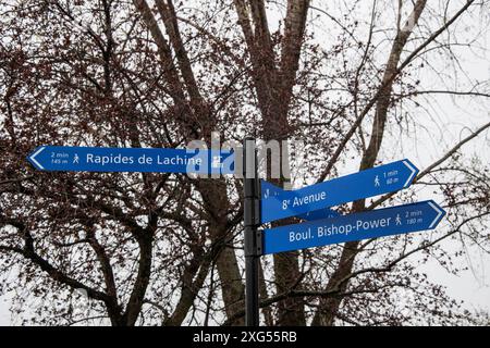 Directional street signs to points of interest at Rapids Park in ...