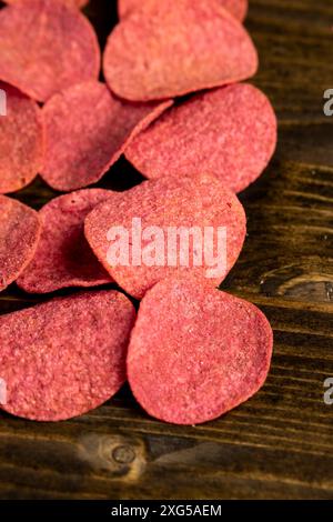 red potato chips with meat flavor, adding red dye to potato chips Stock ...