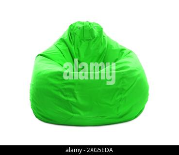 One green bean bag chair isolated on white Stock Photo - Alamy