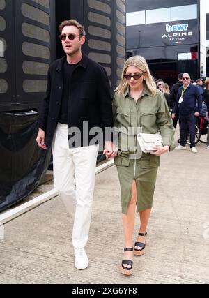 Stuart Broad and Mollie King arriving at Silverstone Circuit ...