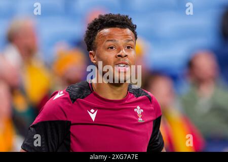 Regan Grace of Wales in action. Wales v Serbia at Stebonheath Park on ...
