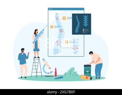 Diagnosis and treatment of spinal column diseases. set. Tiny people ...
