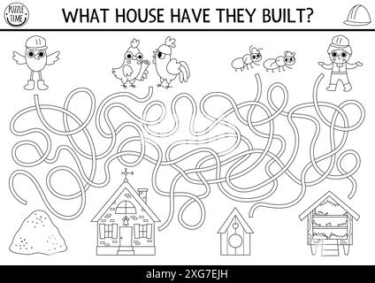 Construction site black and white maze for kids with special cars ...