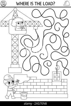 Construction site black and white maze for kids with special cars ...