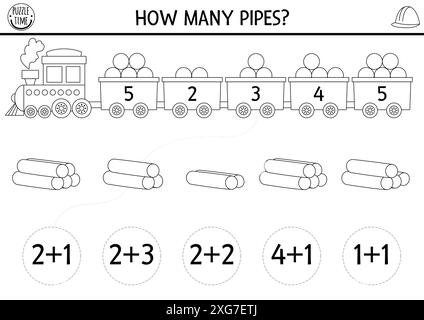 How many pipes game with cute freight train Construction site math ...