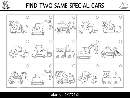 Construction site I spy game for kids. Searching, counting black and ...