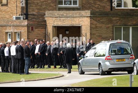 The funeral cortege arrives at Pontefract Crematorium, West Yorkshire ...