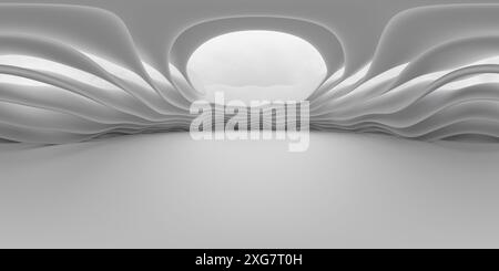 Abstract wavy 360 panorama of white architectural design vr environment ...